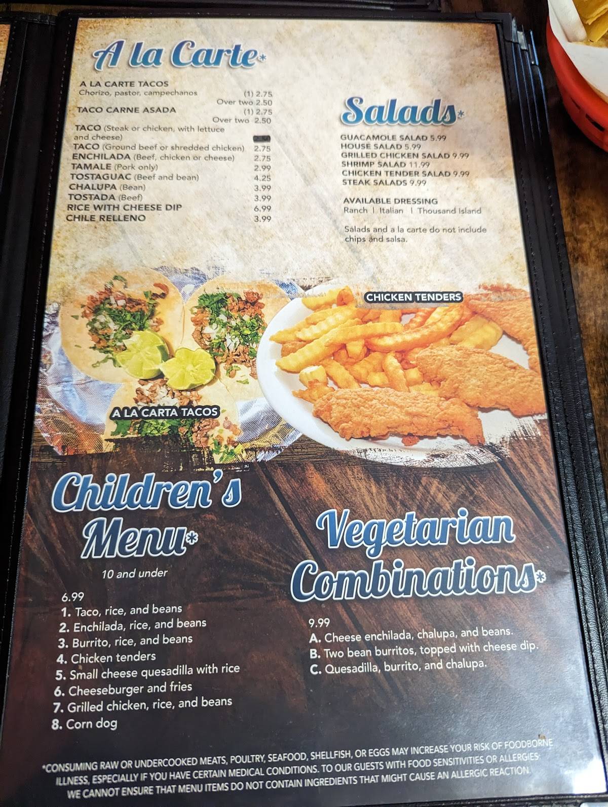 Menu at El Mezcal Mexican restaurant bar and grill, Madison