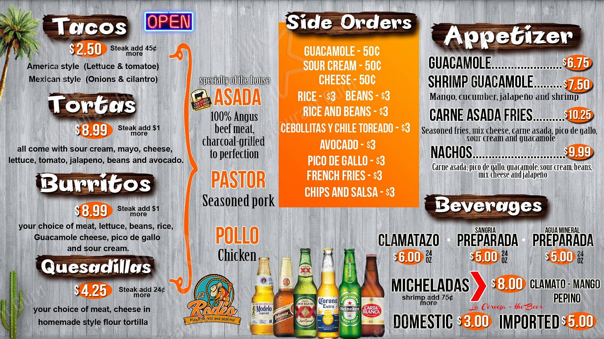 Menu at El Rodeo Mexican Grill & Seafood restaurant, Melrose Park