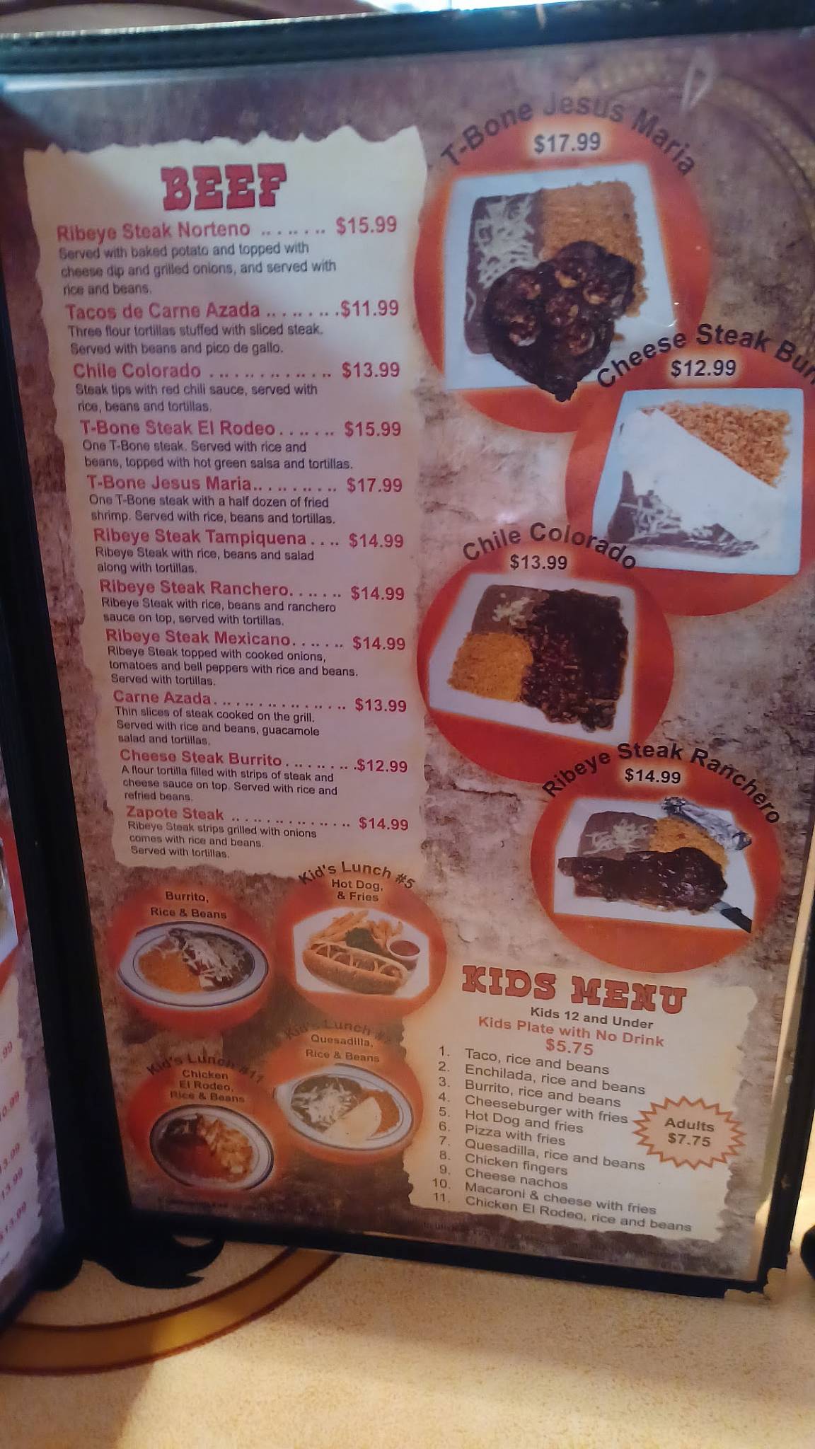 Menu at El Rodeo Mexican Restaurant, Granite City