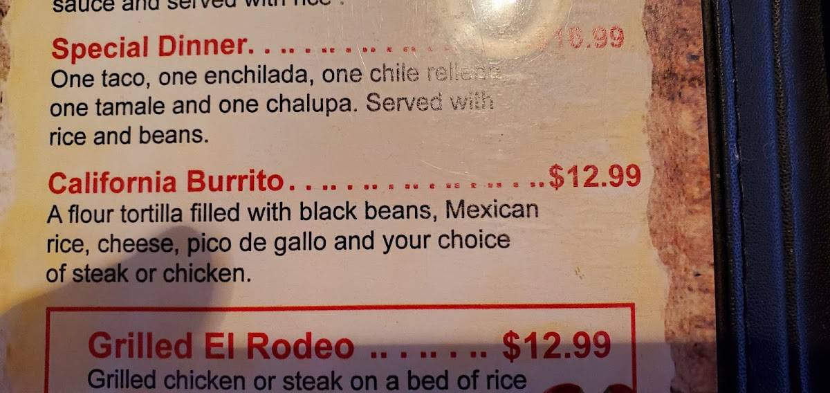 Menu at El Rodeo Mexican Restaurant, Granite City