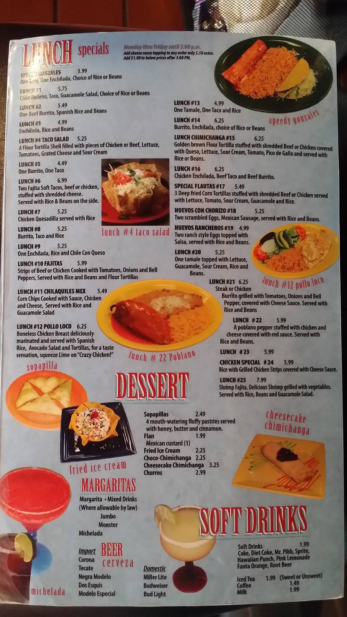 Menu at El Toro Mexican Restaurant, Sallisaw