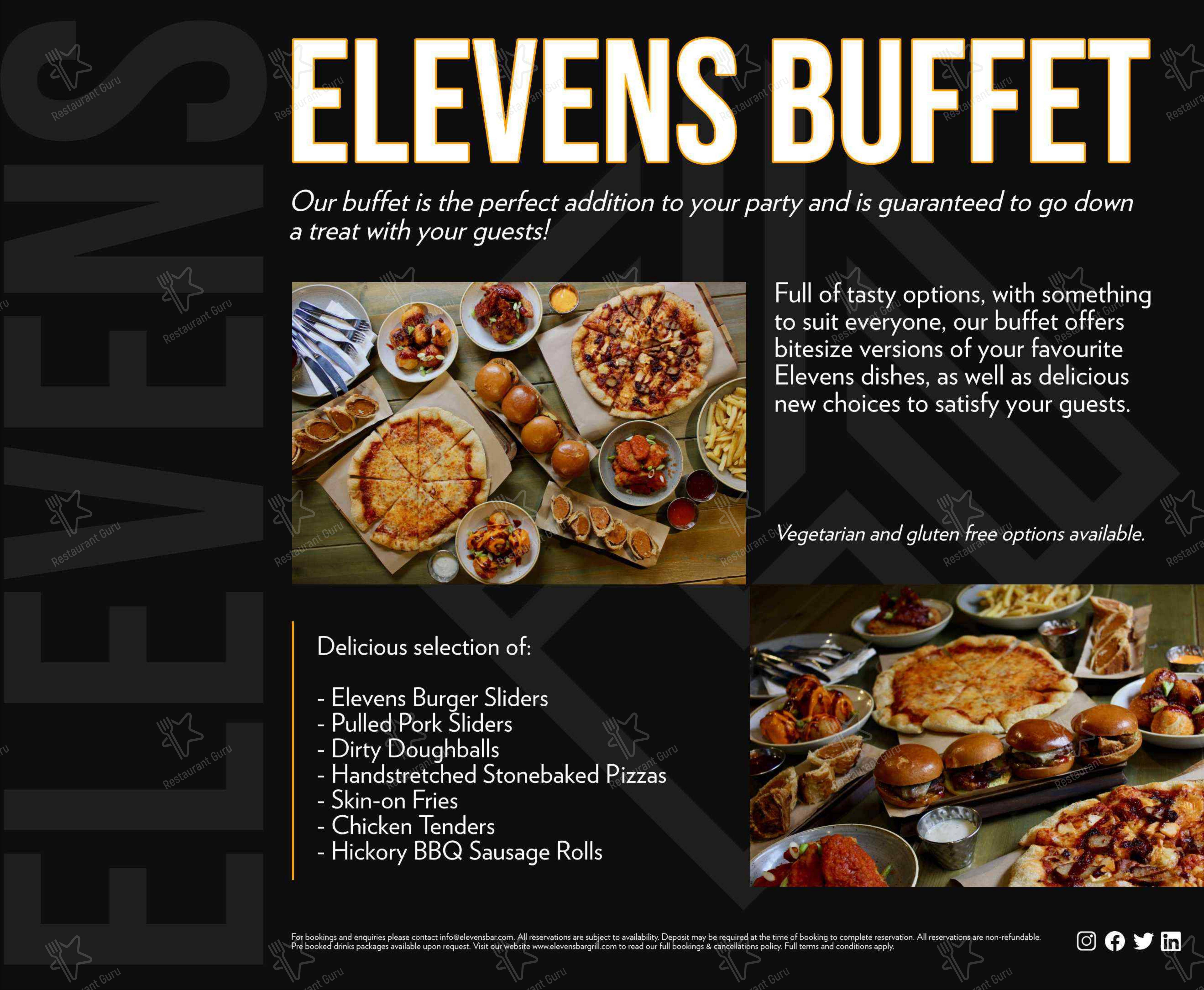 Menu at Elevens Bar And Grill, Cardiff