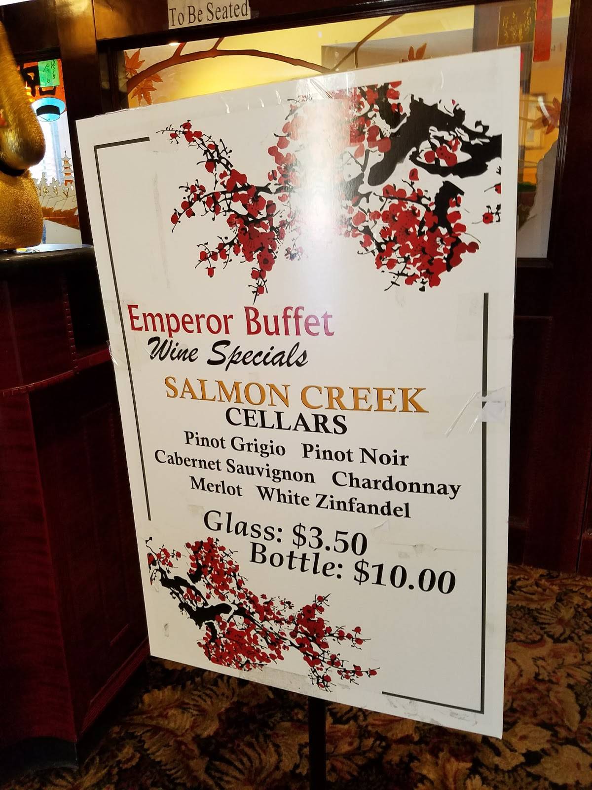 Menu at Emperor Buffet restaurant, Rancho Mirage