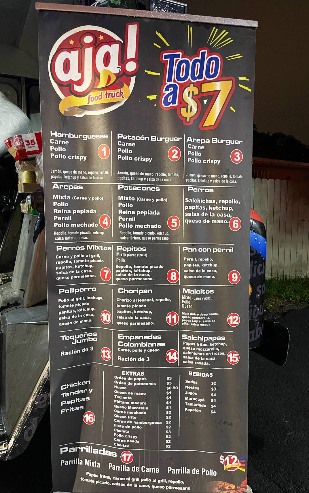 Menu at Aja Food Truck (Bird Road) fast food, Miami, SW 40th St