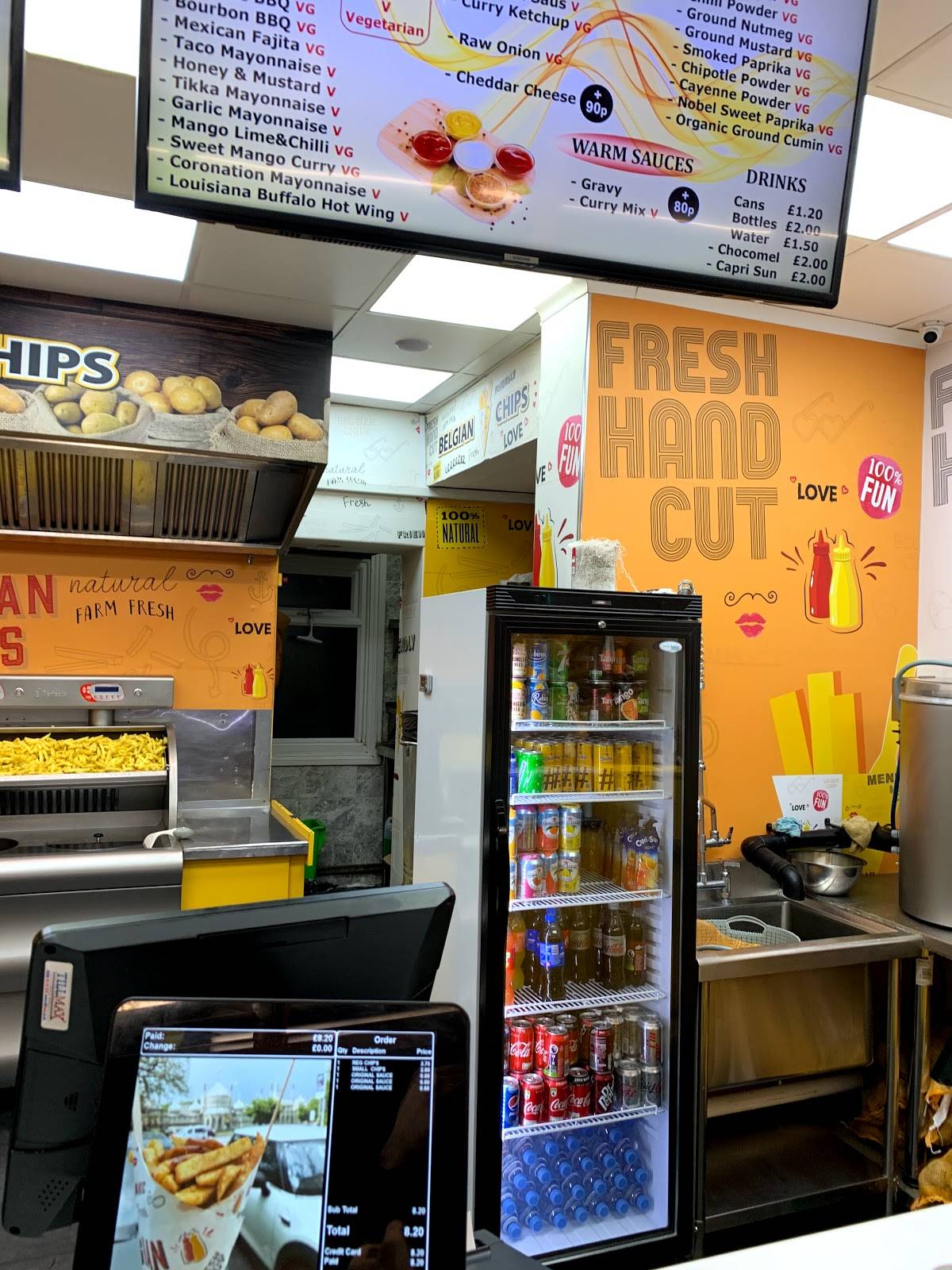 Menu at Belgian Chips fast food, Brighton, 3 St James's St