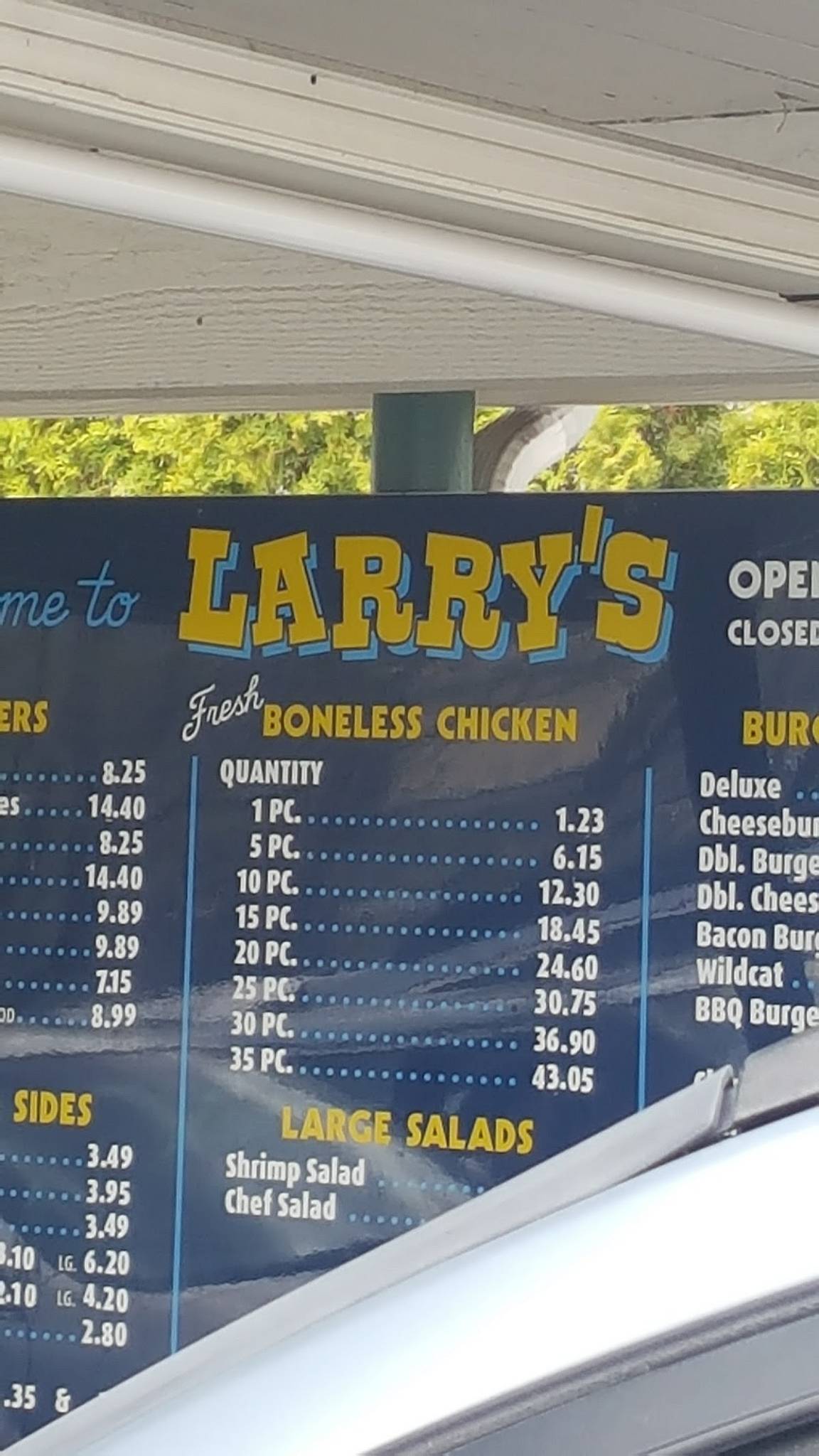 Menu at Larry's Drive In fast food, East Wenatchee