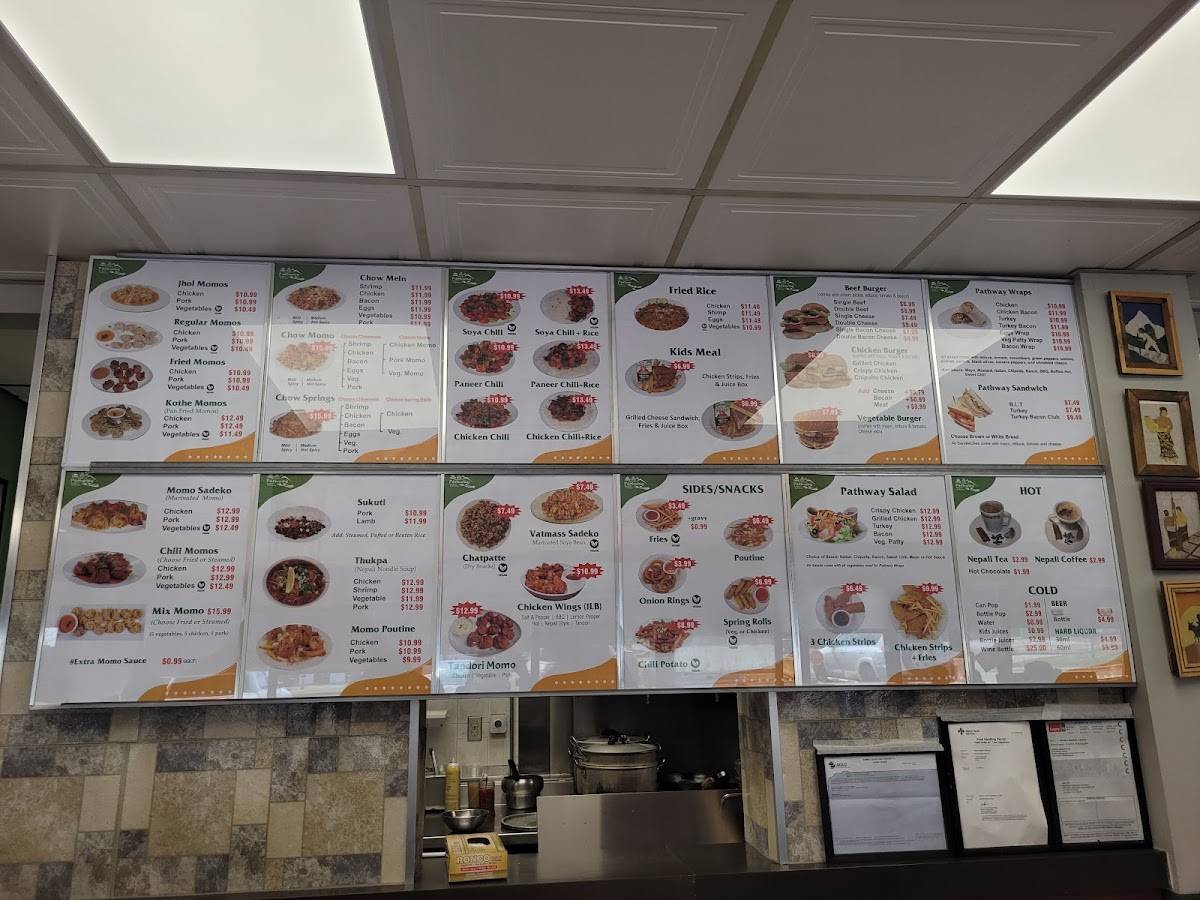 Menu au PATHWAY BURGERS & MOMOS fast food, Calgary