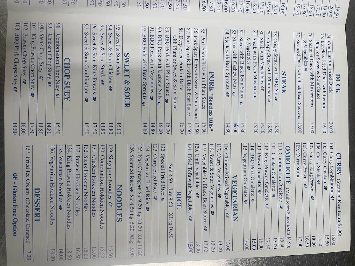 Menu at Silver Dragon Chinese Restaurant, Largs Bay