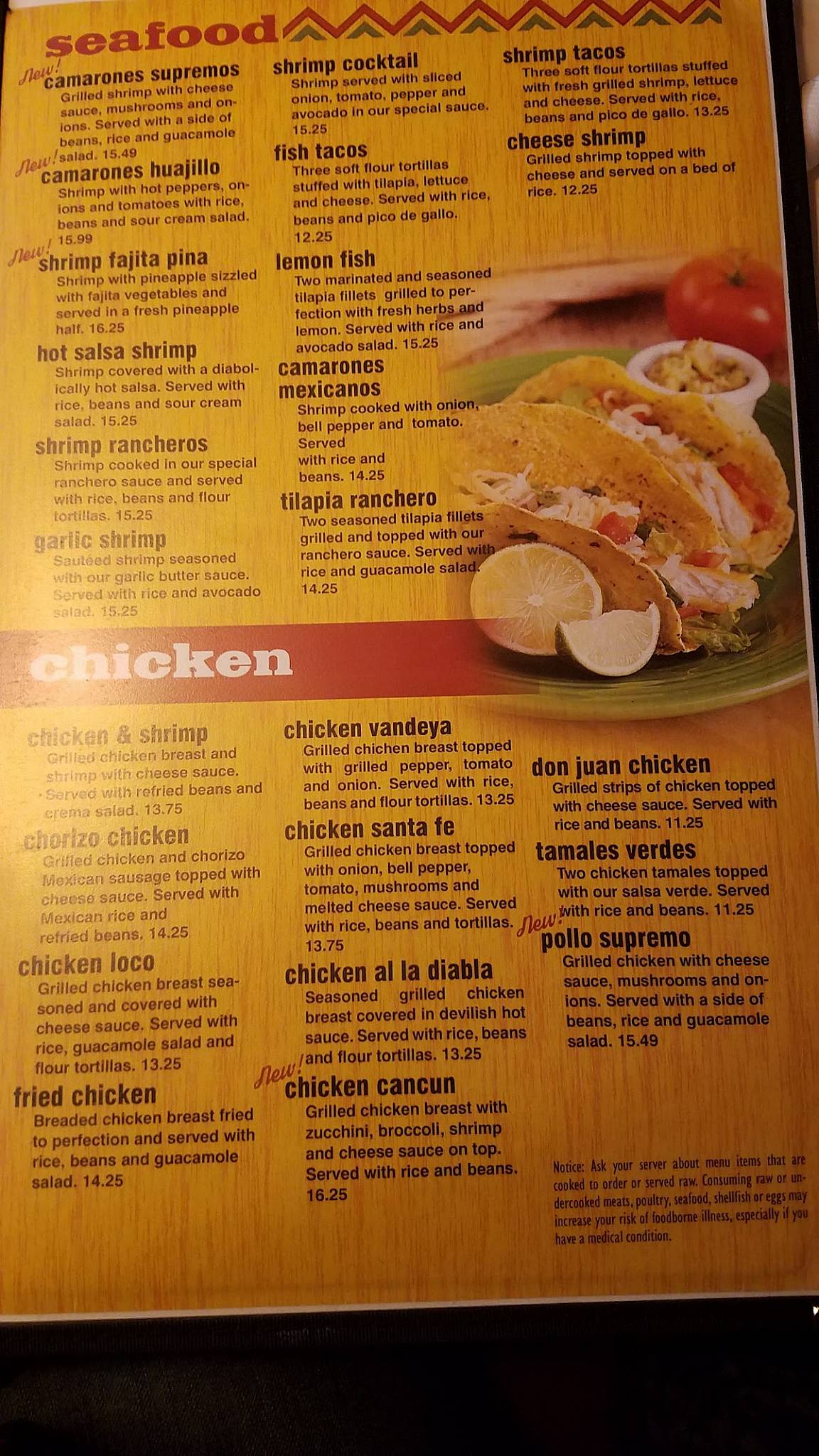 Menu at Cancun Mexican Restaurant & Cantina, Fenton