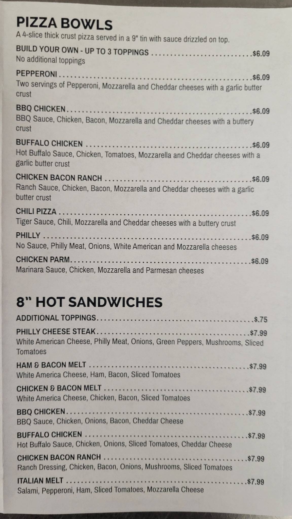 Menu at Five and Dime Pizza pizzeria, Buena Vista