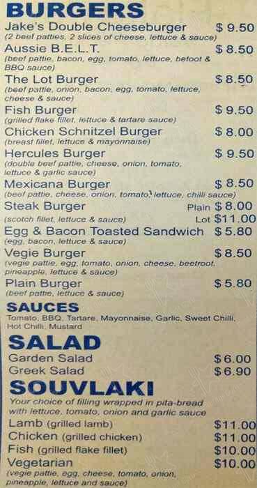 Menu at Flakey Jakes fast food, Ashburton