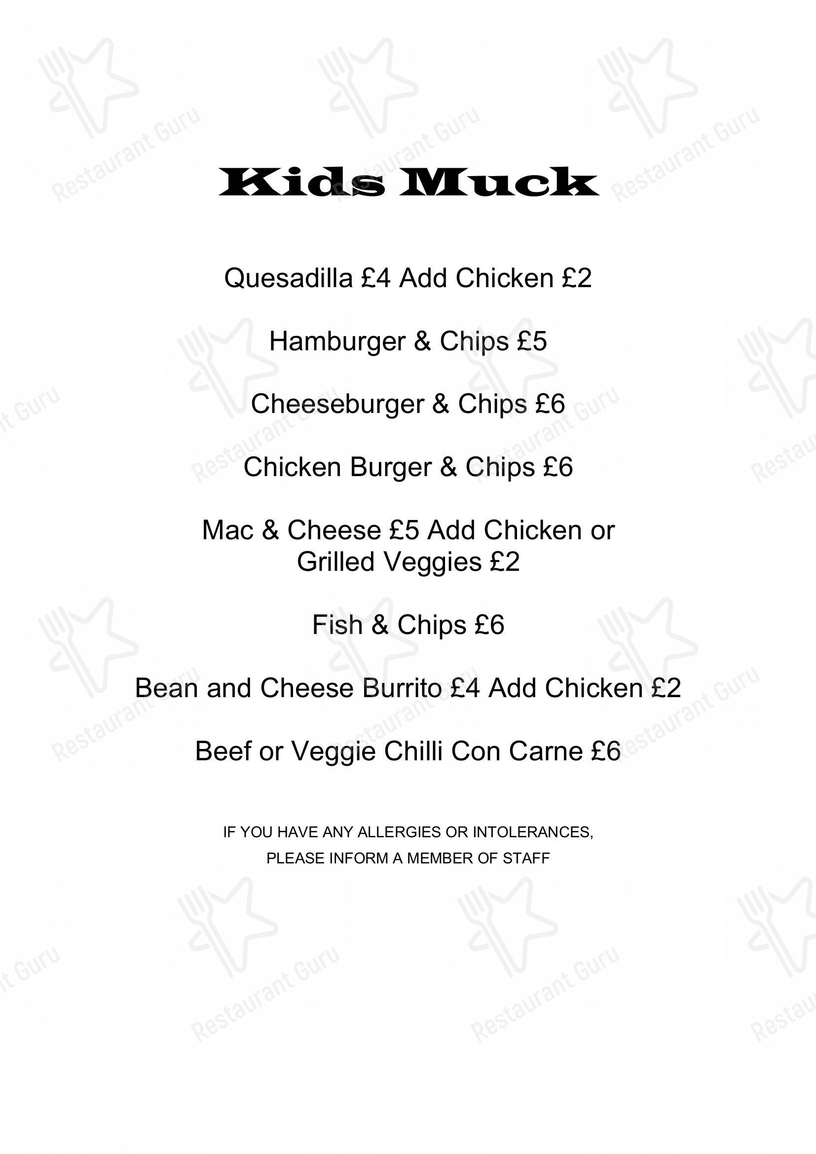 Menu at Foreign Muck restaurant, Saltash