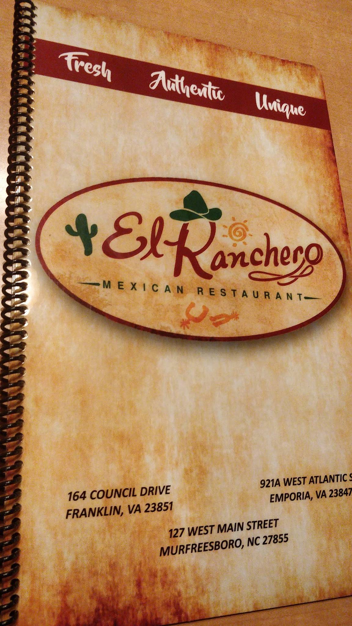 Menu at El Ranchero Mexican Grill And Bar, Franklin