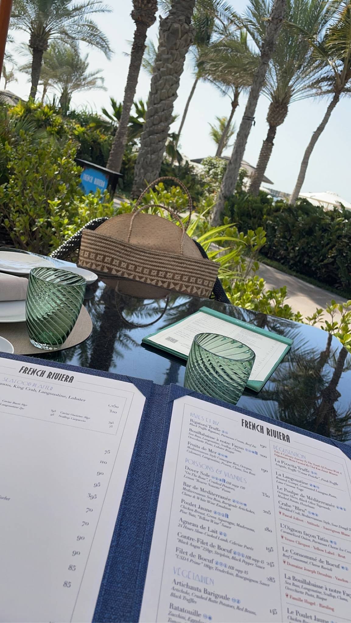 Menu at French Riviera restaurant, Dubai