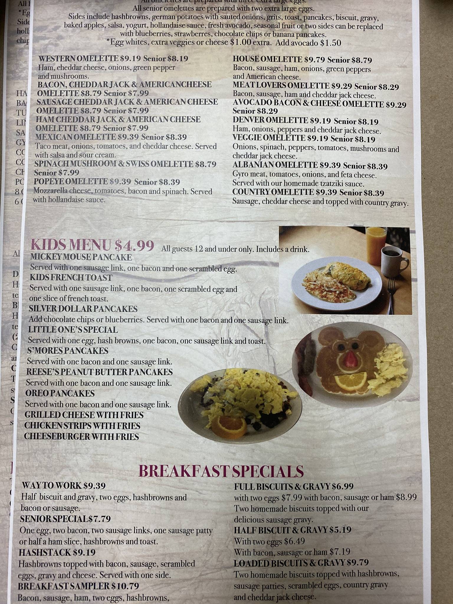 Menu at Friendship Diner restaurant, Evansville