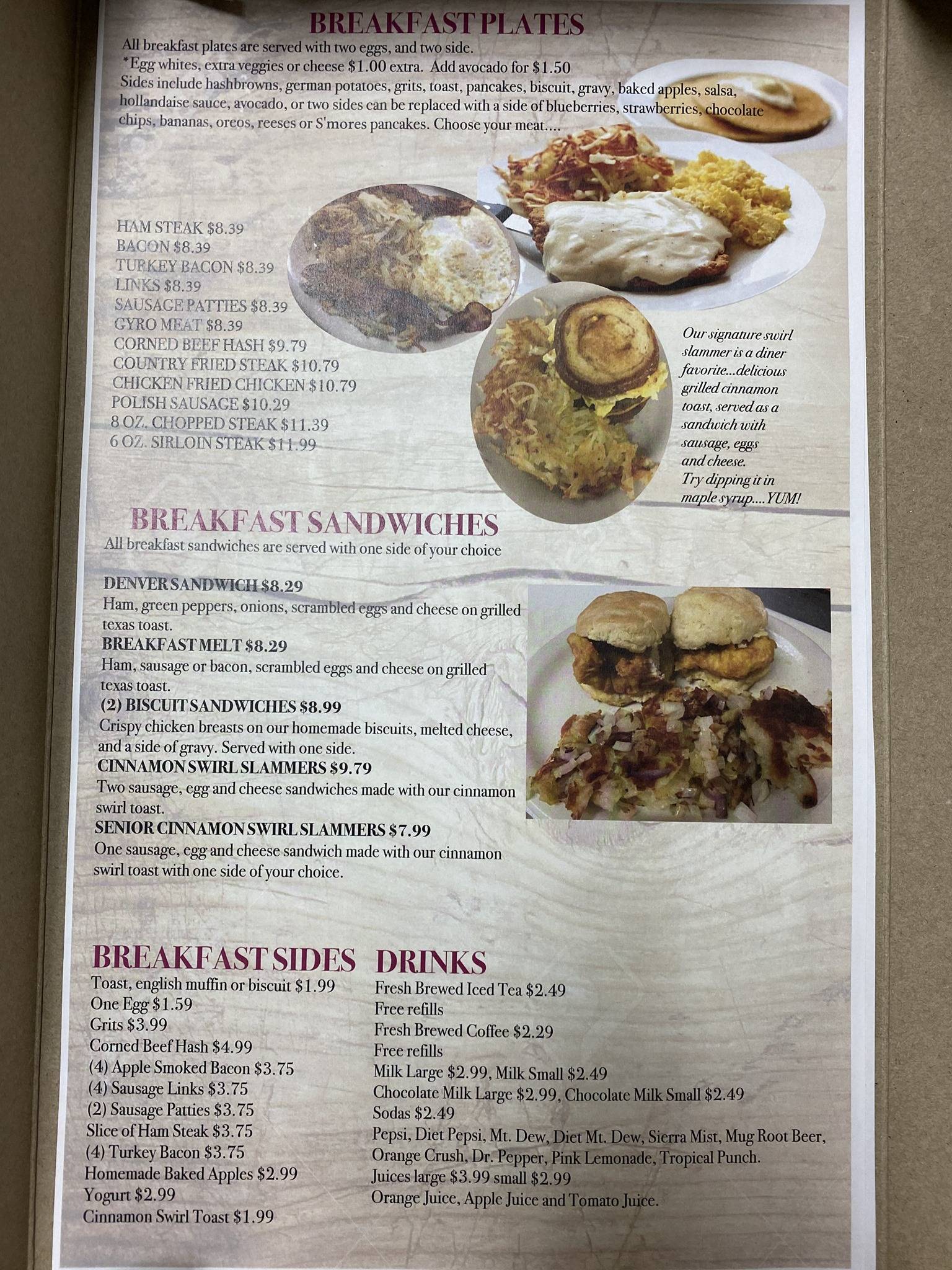 Menu at Friendship Diner restaurant, Evansville