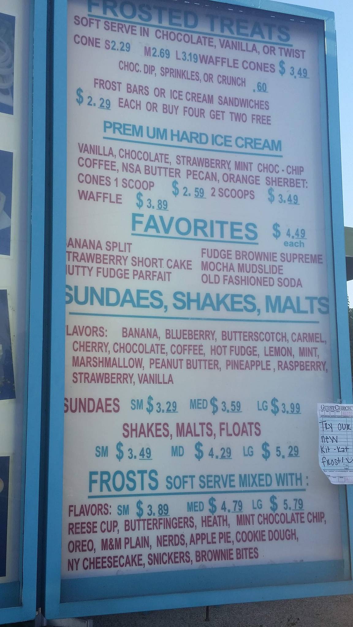 Menu at Frost Bite restaurant, Avon