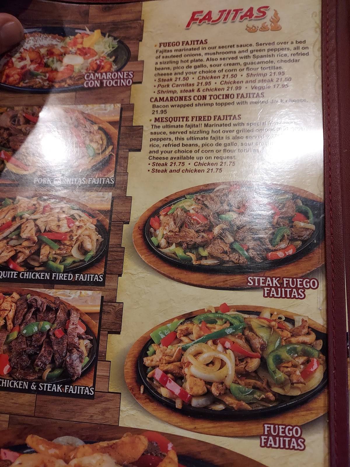 Menu at Fuego Mexican Grill restaurant, Kennewick