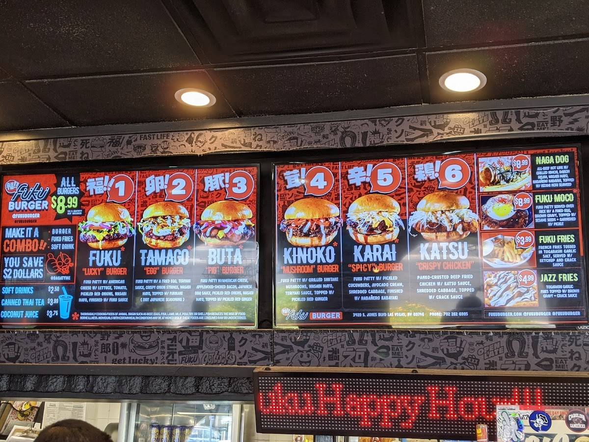 Menu at Fuku Burger Chinatown restaurant, Las Vegas, S Jones Blvd