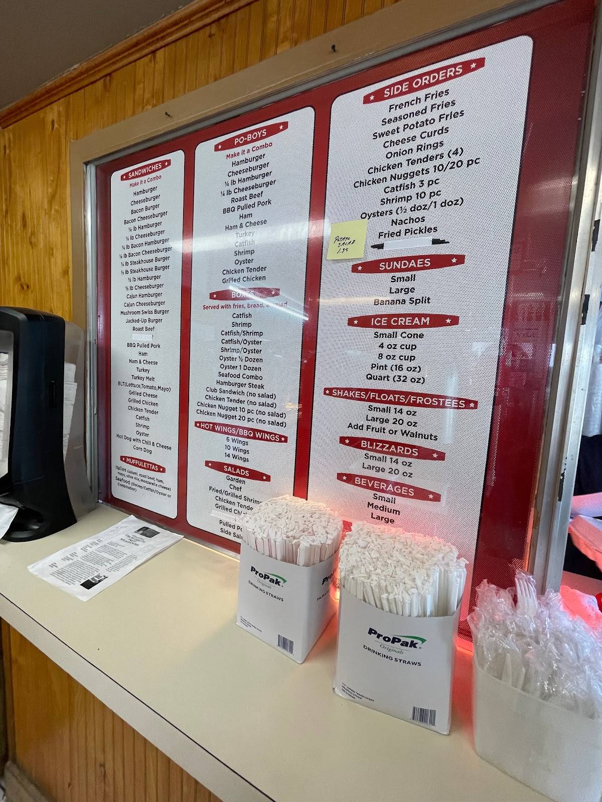 Menu at G & J Drive Inn cafe, Livingston