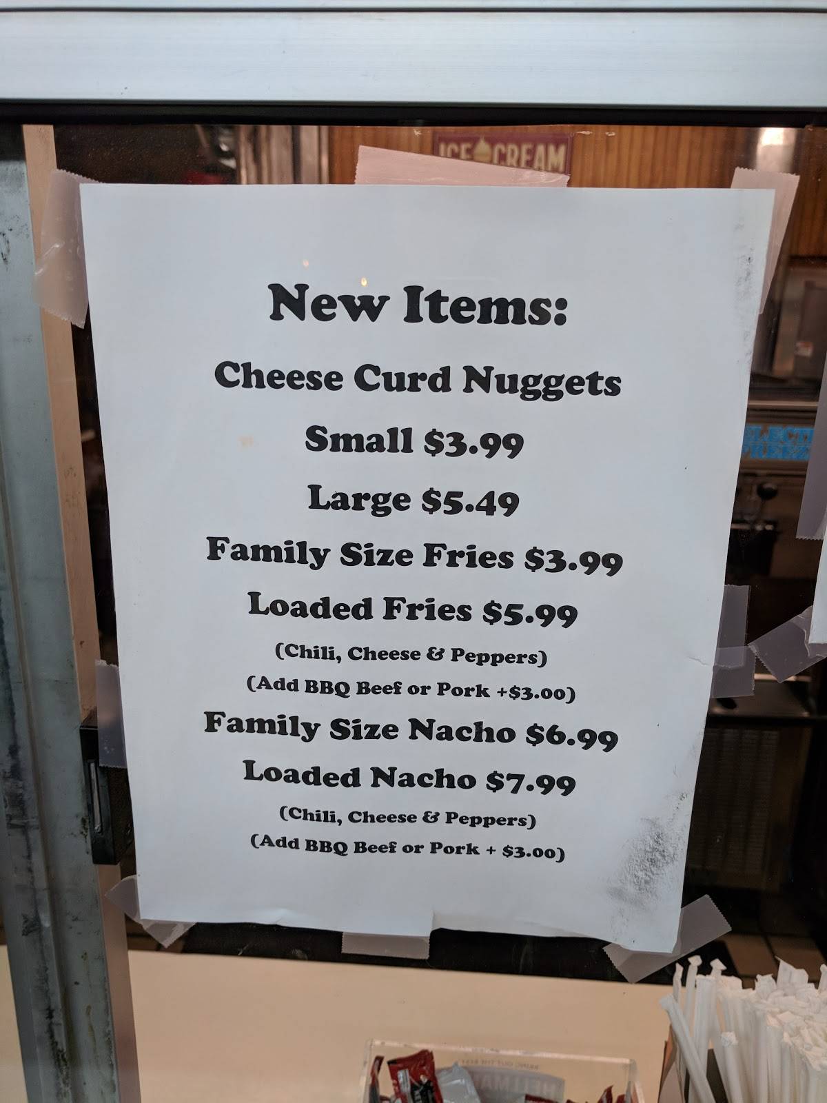 Menu at G & J Drive Inn cafe, Livingston