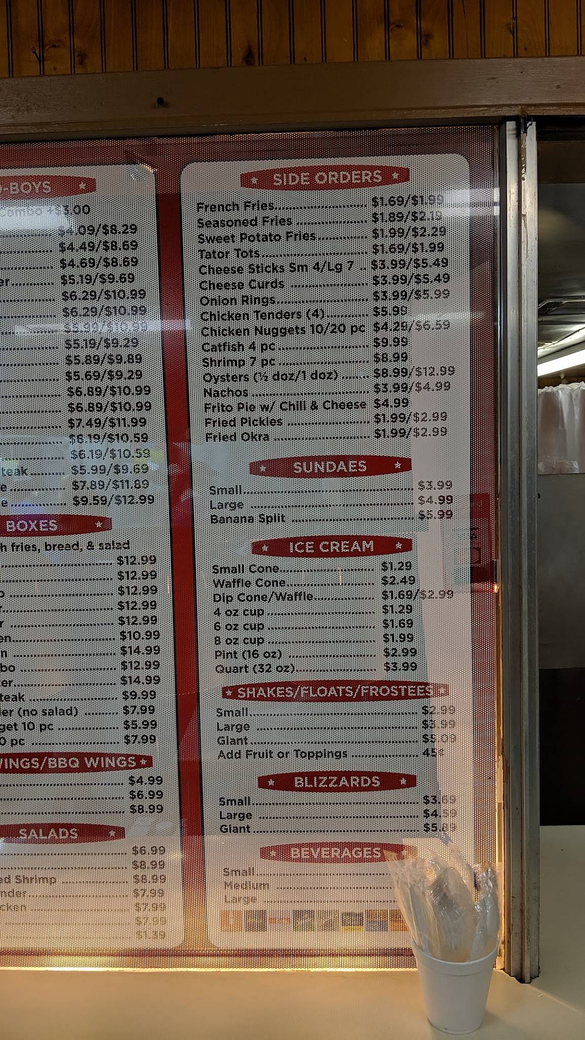 Menu at G & J Drive Inn cafe, Livingston