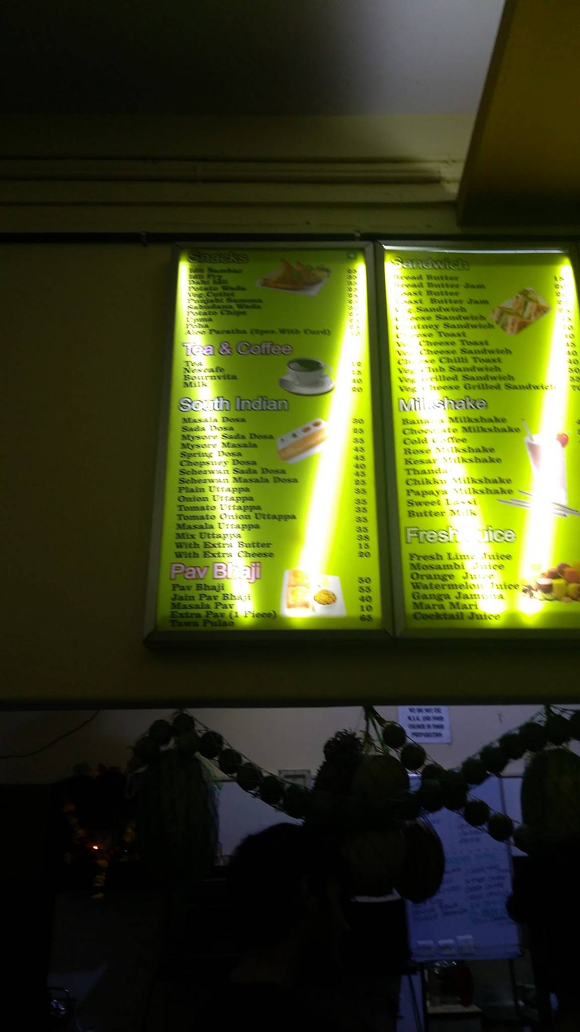 Menu at GR Jani Canteen, Mumbai