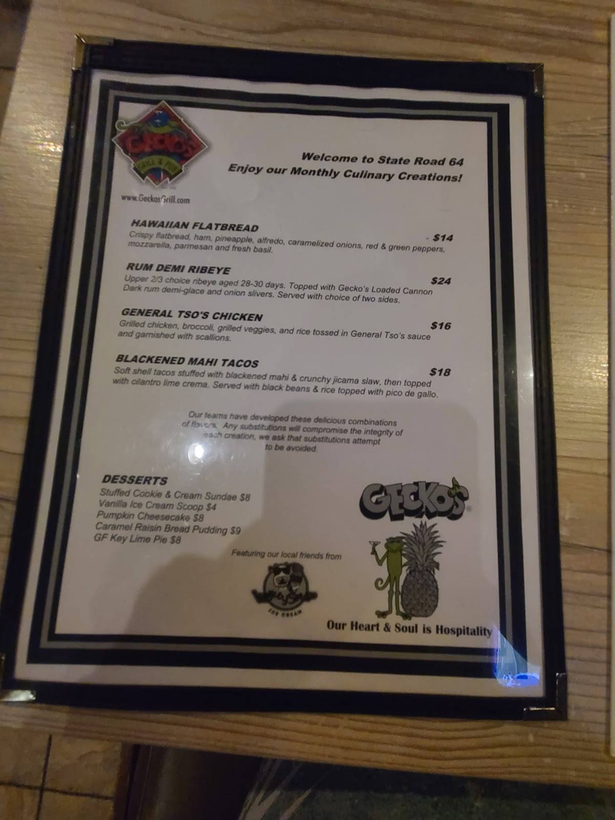 Menu at Gecko’s Grill & Pub, Bradenton, FL-64 E