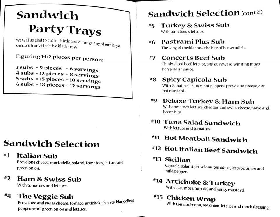 Menu at Gino's Italian Deli restaurant, Middleton, Century Ave