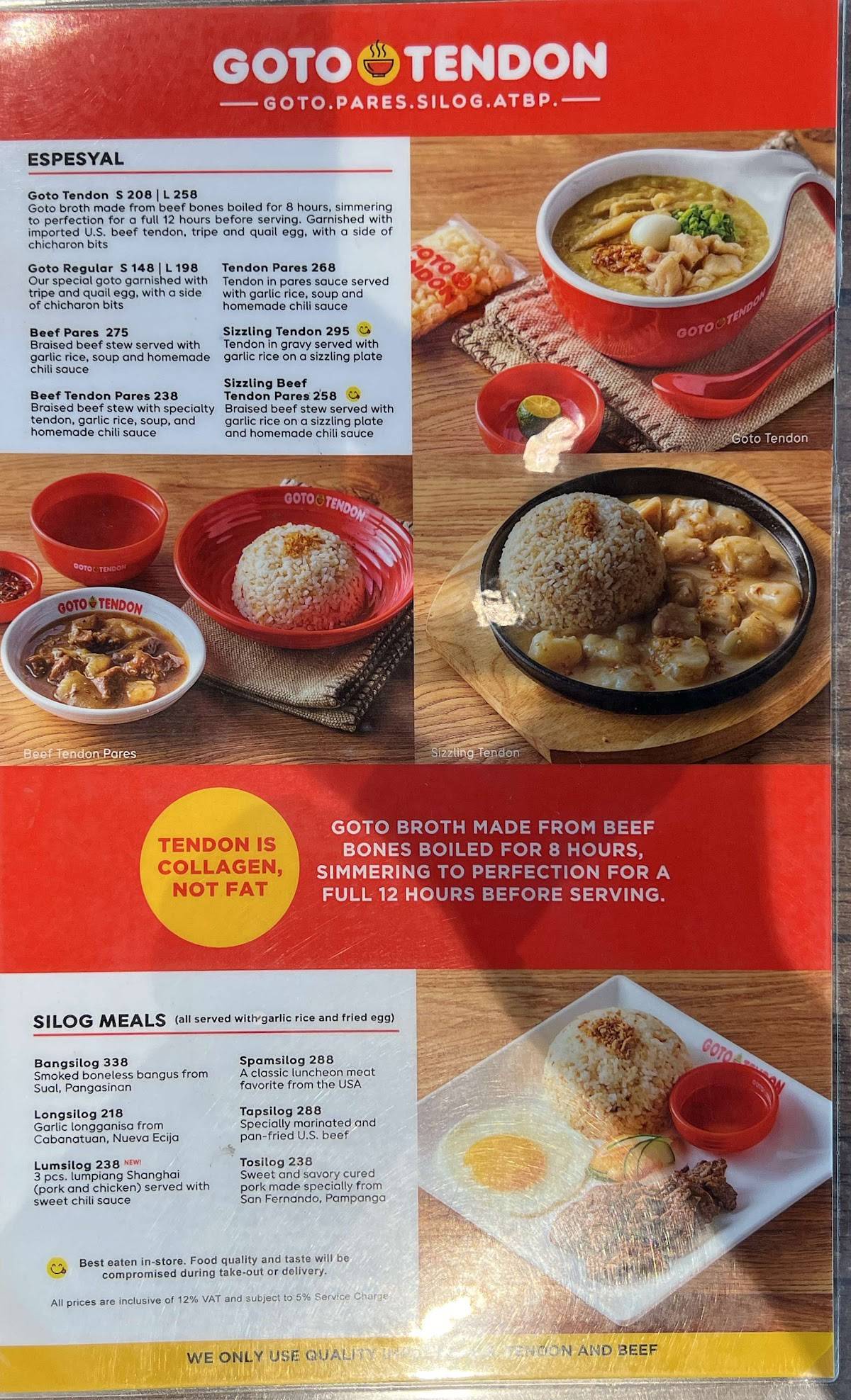 Menu at Goto Tendon Scout Borromeo restaurant, Quezon City