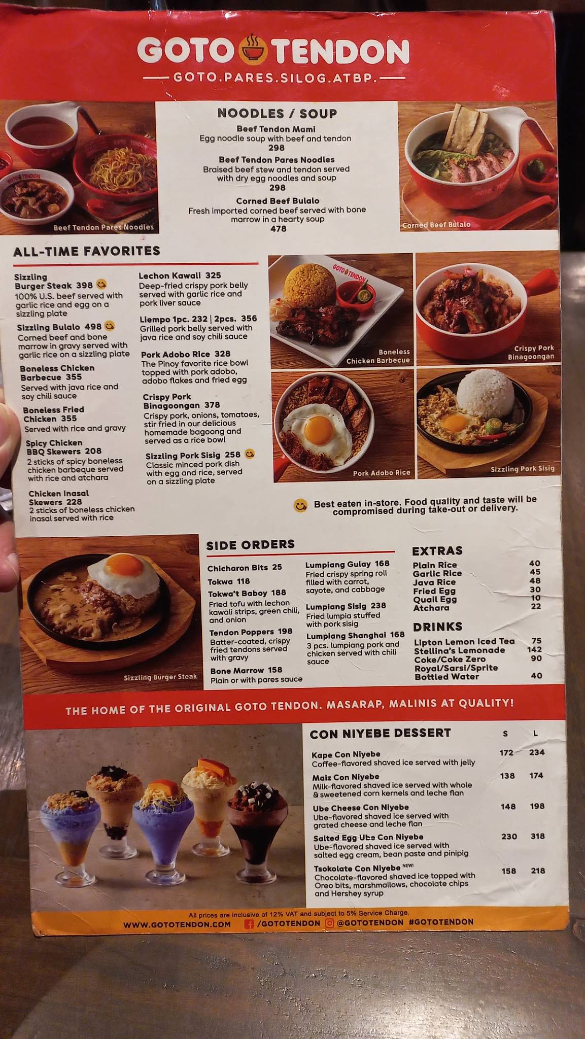 Menu at Goto Tendon Scout Borromeo restaurant, Quezon City