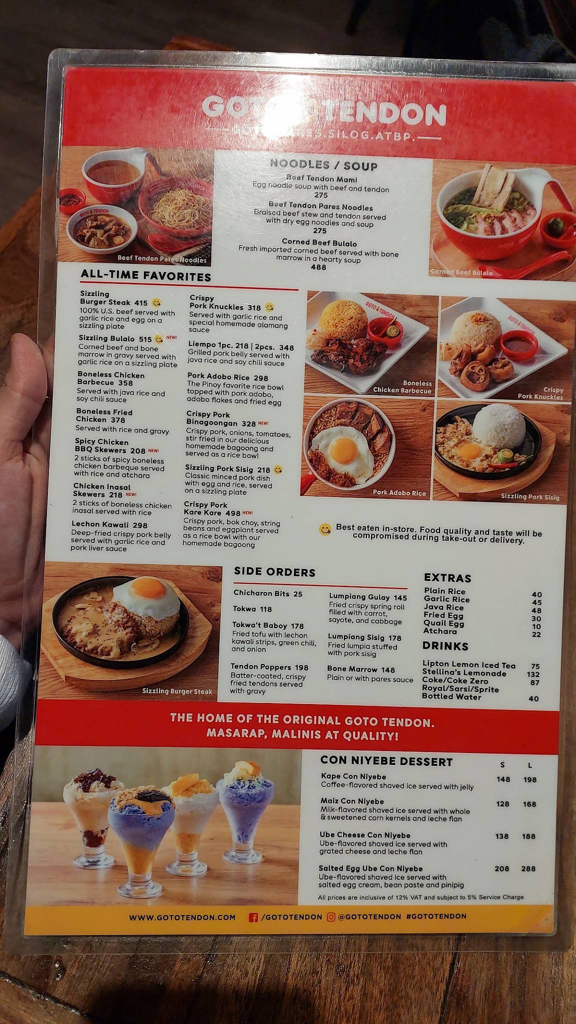 Menu at Goto Tendon Scout Borromeo restaurant, Quezon City