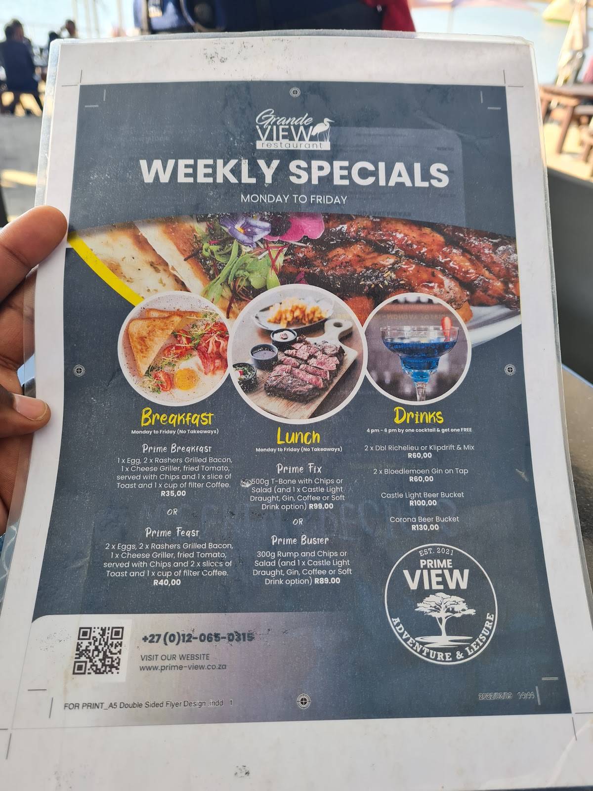 Menu at Grande View Restaurant, Olifantsfontein