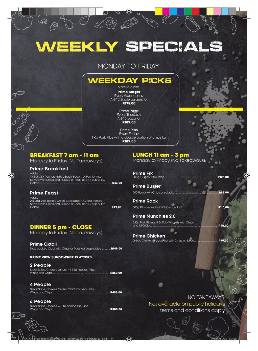Menu at Grande View Restaurant, Olifantsfontein