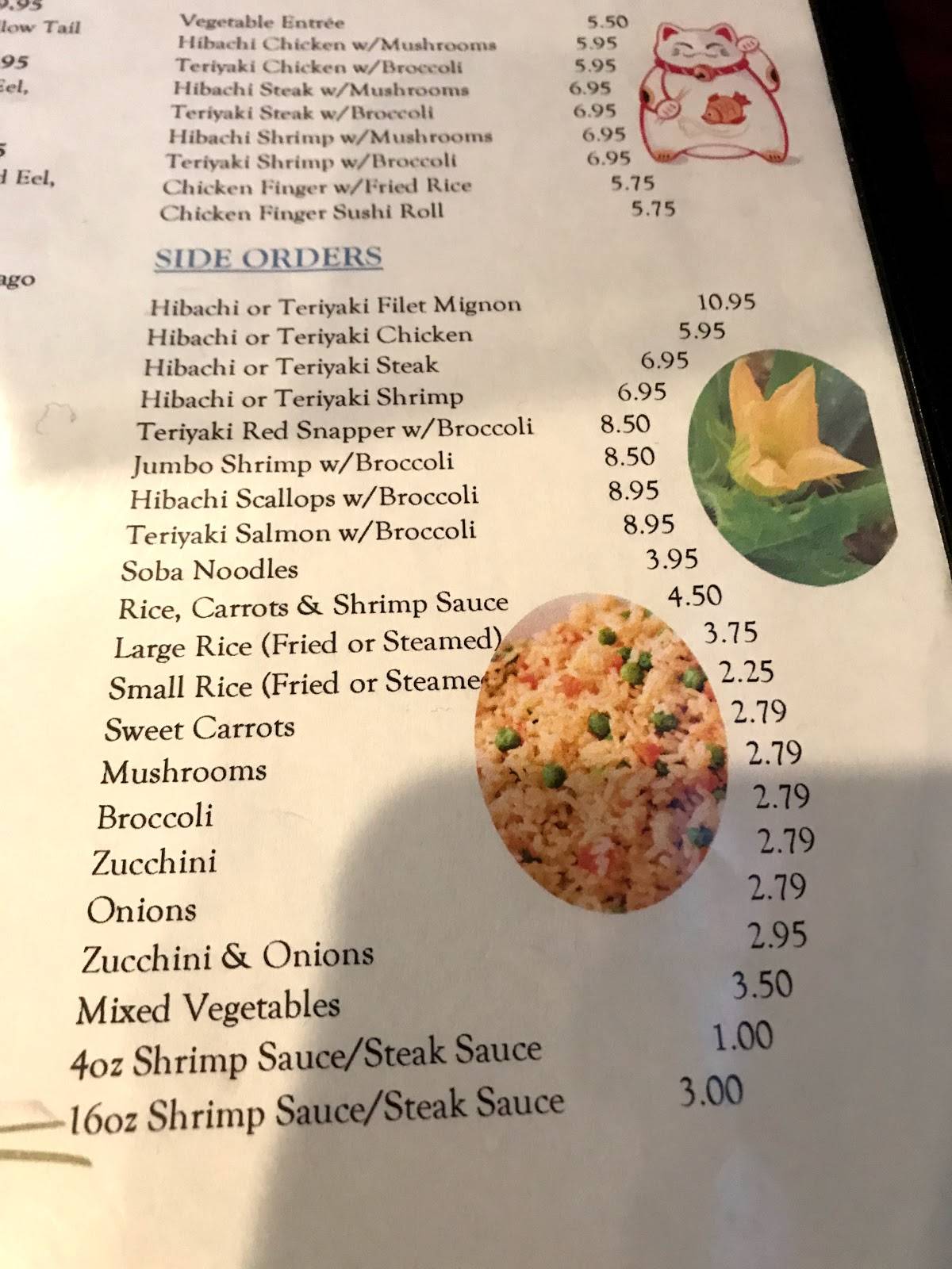 Menu at Tokyo Diner restaurant, Granite Falls