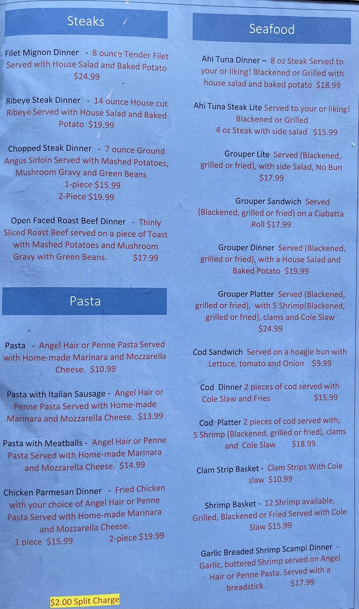 Menu at Grumpy Gators Bar & Grill, Homosassa