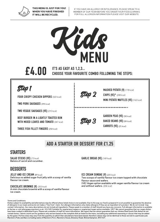 Menu at Half Moon pub & bar, Sherborne