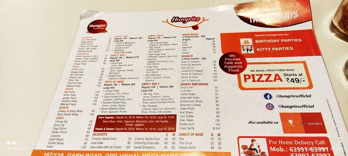 Menu at Hangries Meerut Italian & Chinese Restaurant, Meerut
