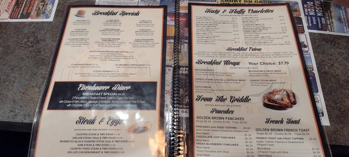 Menu at Eisenhower Diner restaurant, Hanover