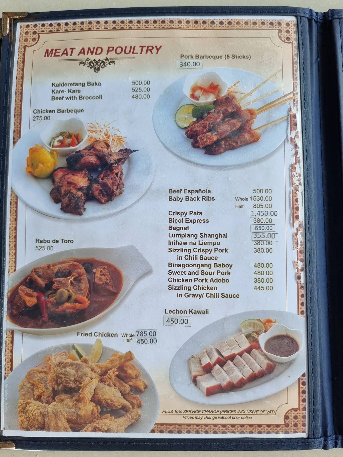 Menu at Harbor View Restaurant, Manila, South Dr