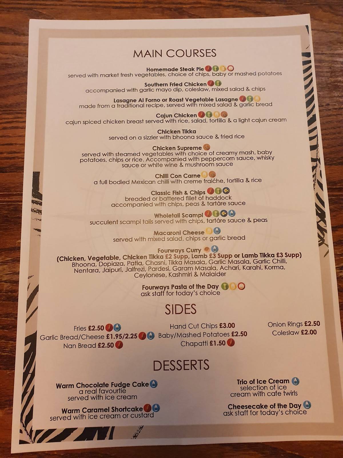 Menu at Hartys at the Fourways restaurant, Airdrie