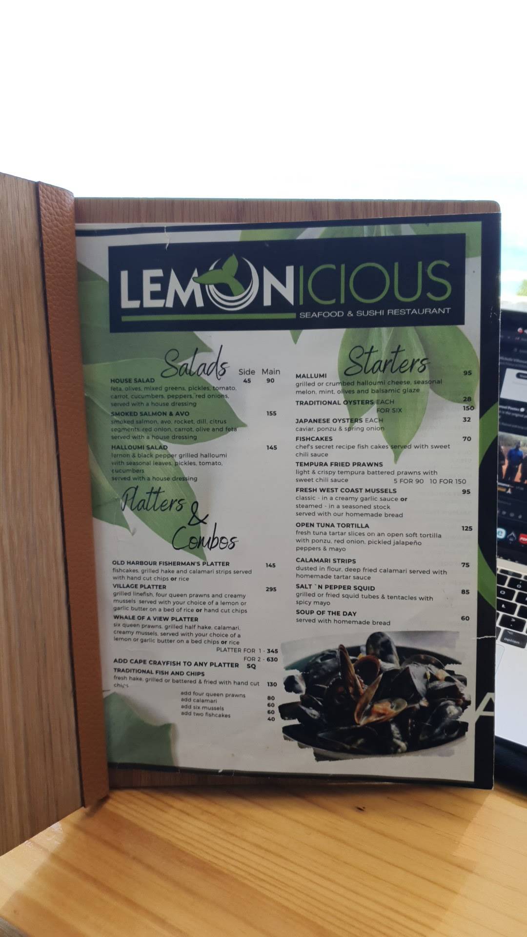Menu at Lemonicious restaurant, Hermanus