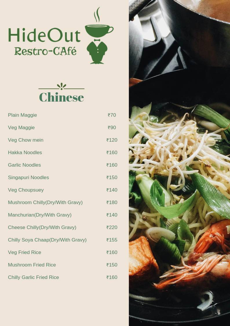 Menu at Hideout Restaurant and Cafe (Best Pizza and Burgers and Fast ...