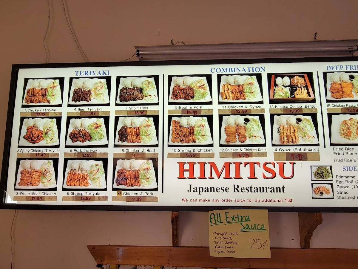 Menu at Himitsu Teriyaki restaurant, Snoqualmie