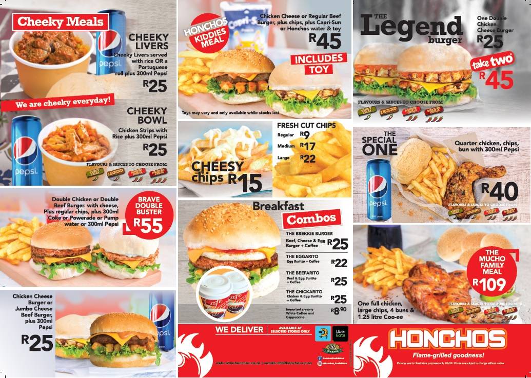 Menu at Honchos Pretoria Boom Street restaurant, Pretoria