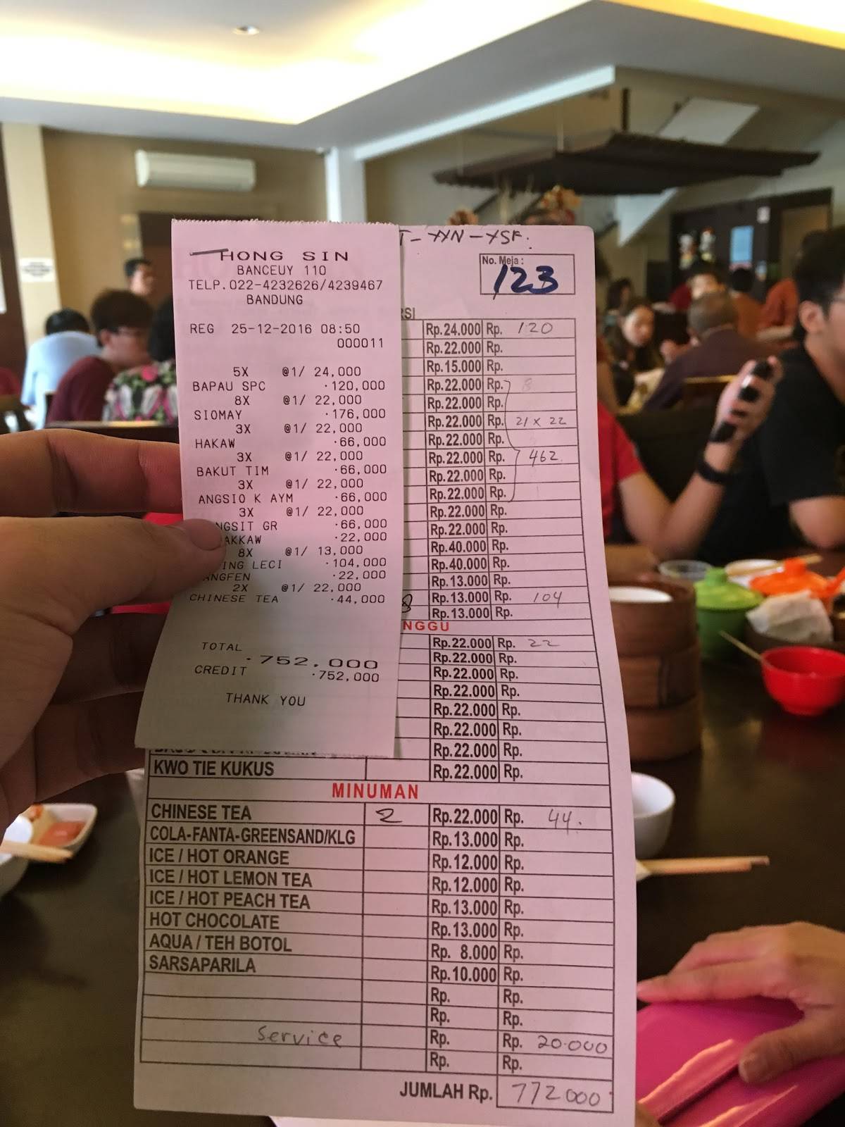 Menu at Hong Sin Restaurant, Bandung, Jl. Banceuy No.110