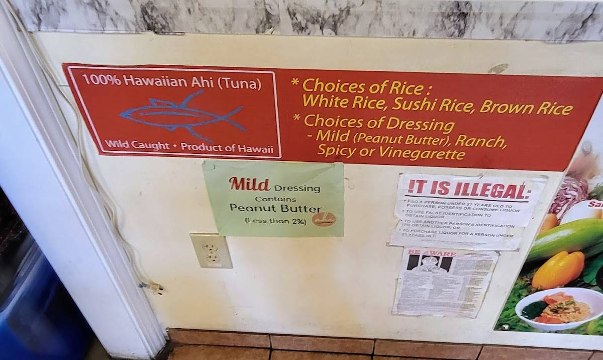 Menu at Ahi and Vegetable - Kapalama restaurant, Honolulu, Dillingham Blvd