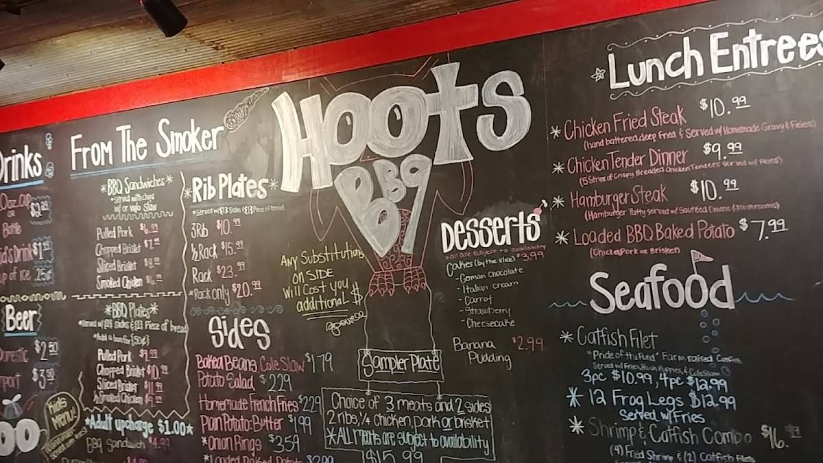 Menu at Hoots BBQ & Steaks, McGehee