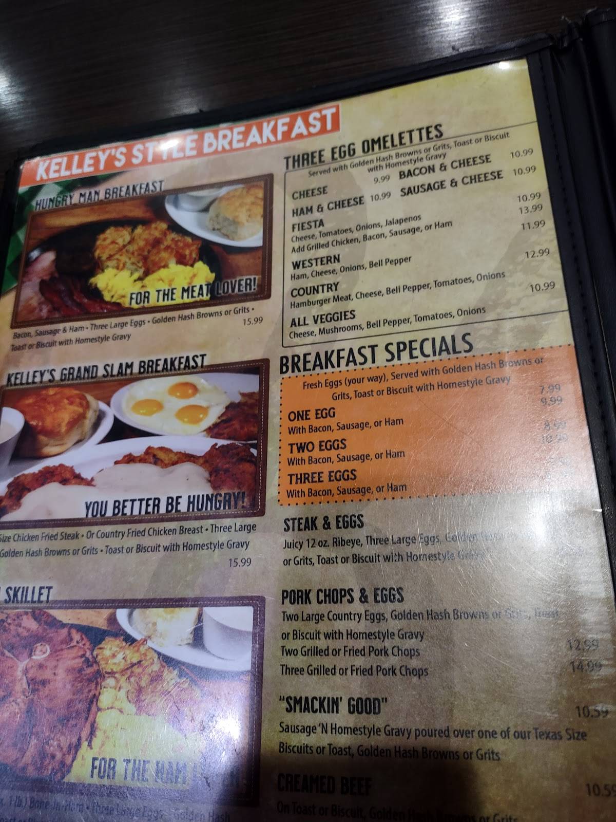 Menu at Kelley's Country Cooking restaurant, La Marque, Gulf Fwy