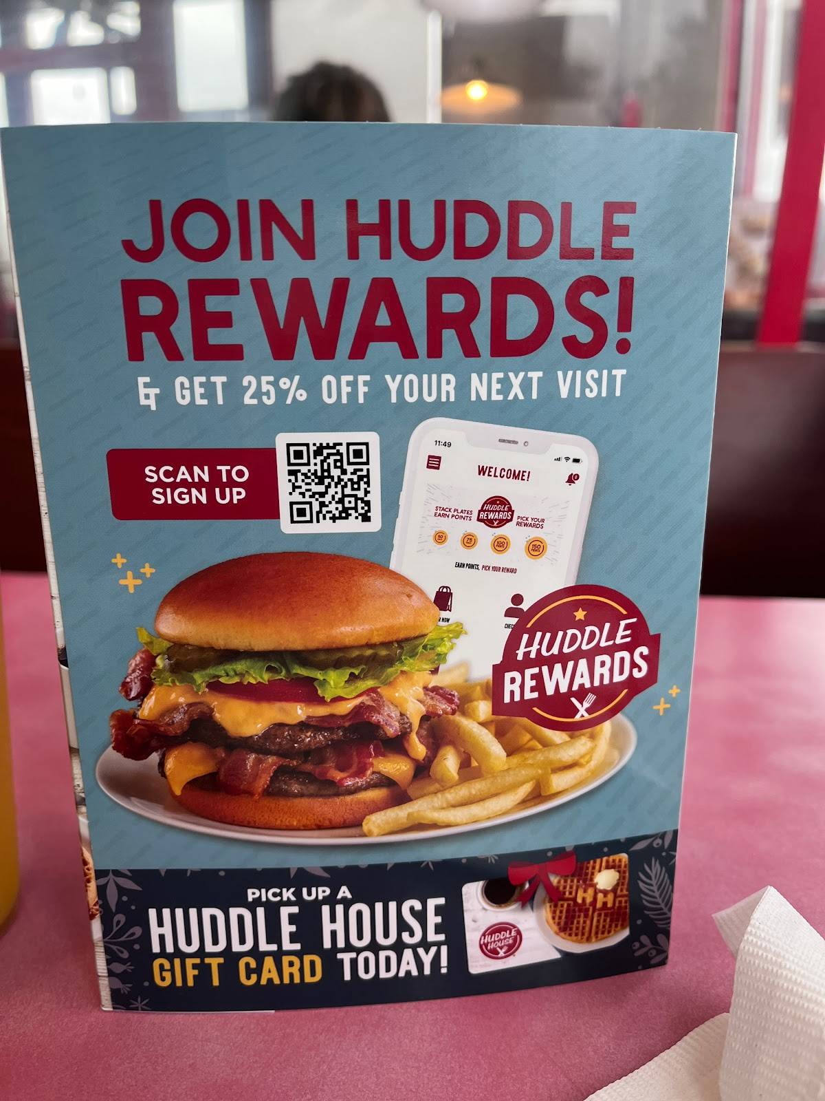 Menu at Huddle House restaurant, Chickamauga